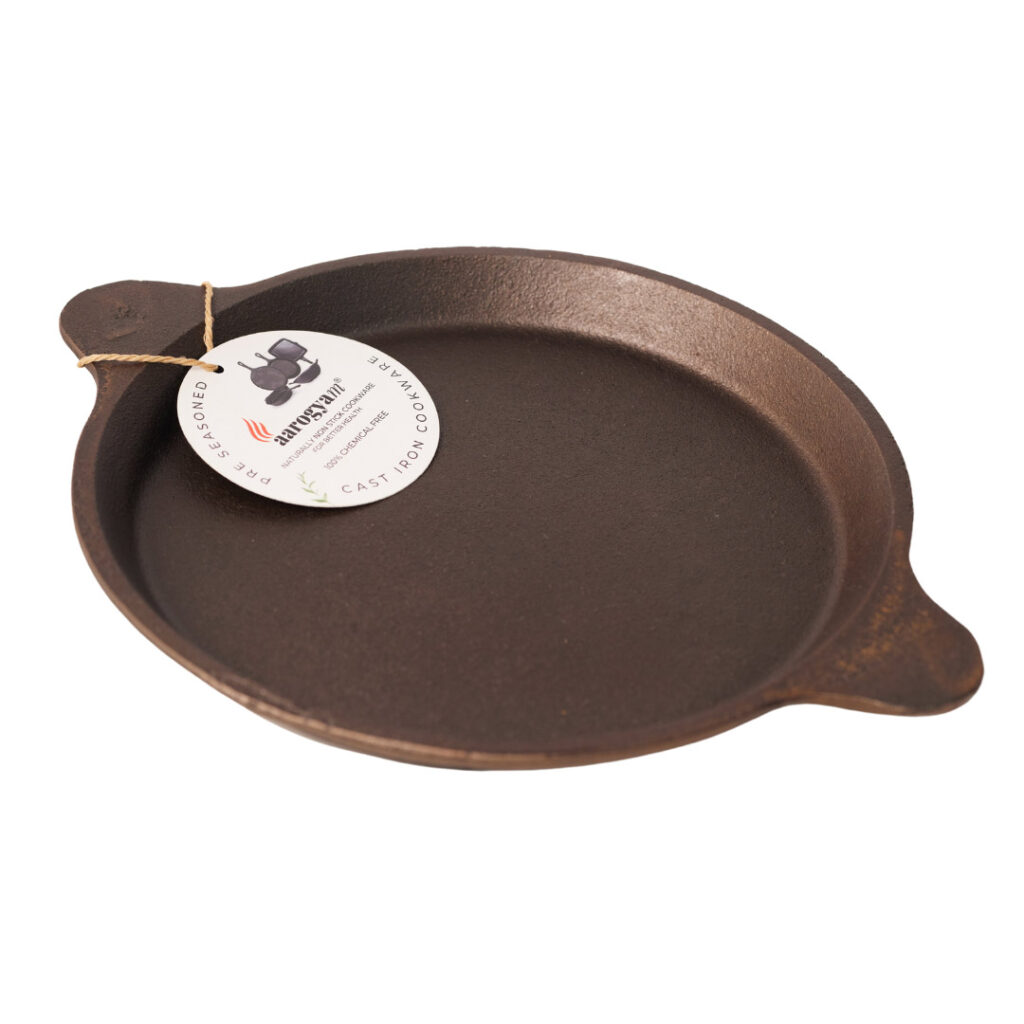 Aarogyam Pre-seasoned Cast Iron Fish Fry Pan, Mulbagal Dosa Tawa10 ...