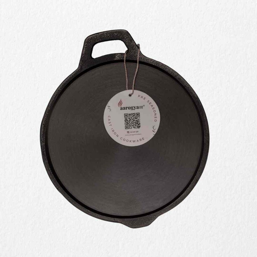 Aarogyam Pre-seasoned Cast Iron Roti Tawa, 9", Concave, Naturally ...