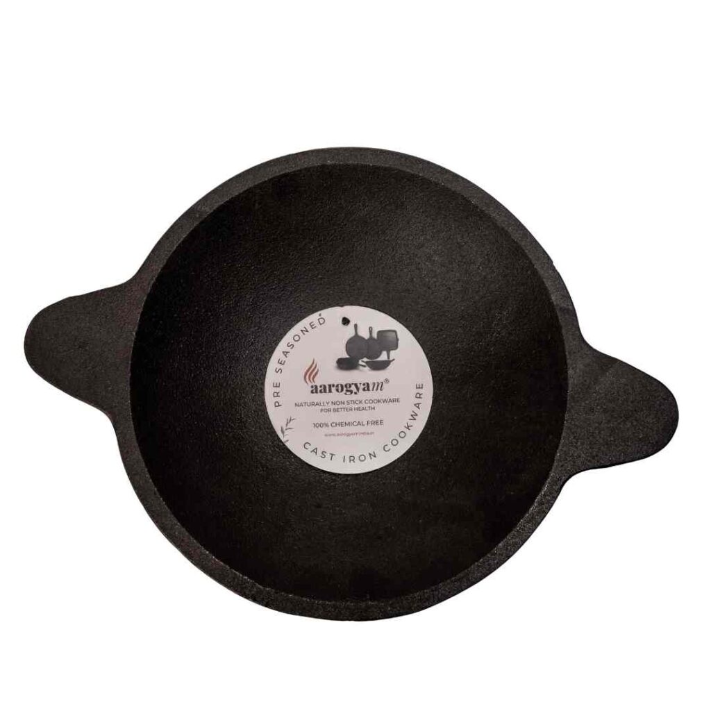 Aarogyam Pre-seasoned Cast Iron Appam Pan - Rough, Naturally Nonstick ...
