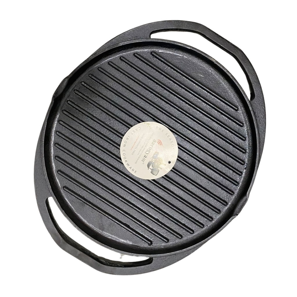 Aarogyam Pre-Seasoned 30cm Cast Iron 2-in-1 Grill & Griddle (Grillpan ...